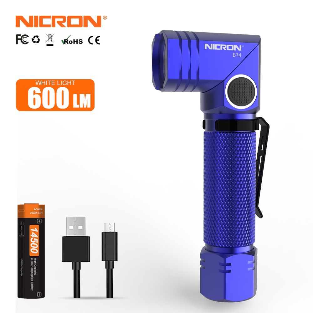 NICRON Led Flashlight B74 Handfree Dual Fuel 90 Degree Twist Rotary ...