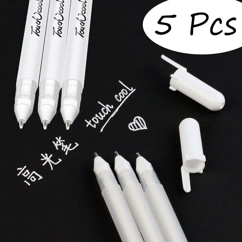 1/3/5 Pcs White Marker Gel Pens 2.0mm Oily Waterproof White Gel Pen DIY ...