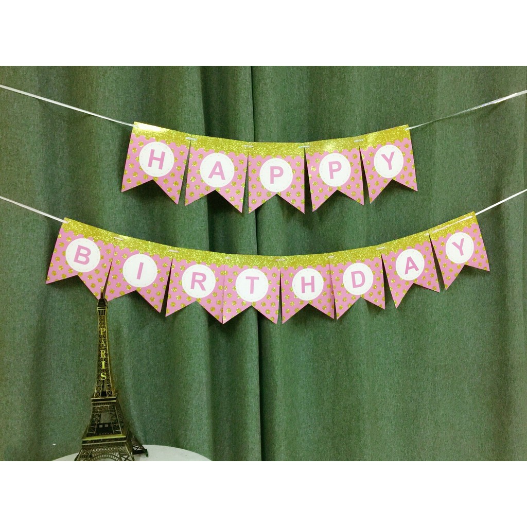Blue polka dot Happy Birthday letters with glitter party decoration ...