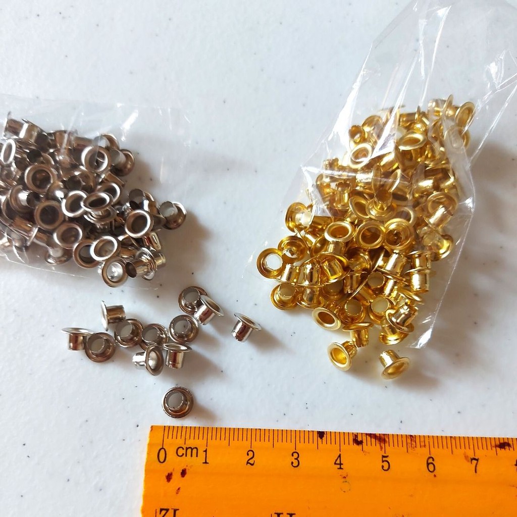 EYELET SETS Gold/ Silver/Black ~4mm 100pcs per pack | Shopee Philippines