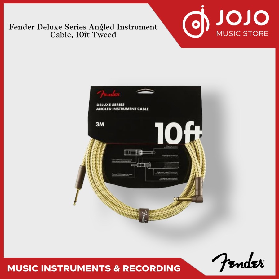 Fender Deluxe Series Angled Instrument Cable, 10ft Tweed | Shopee ...