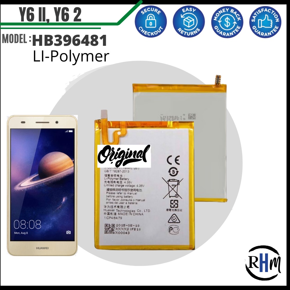 HB396481EBC Battery for Y6II or Y62 CAM-L21, GR5 2015, G8, G8X, Honor ...