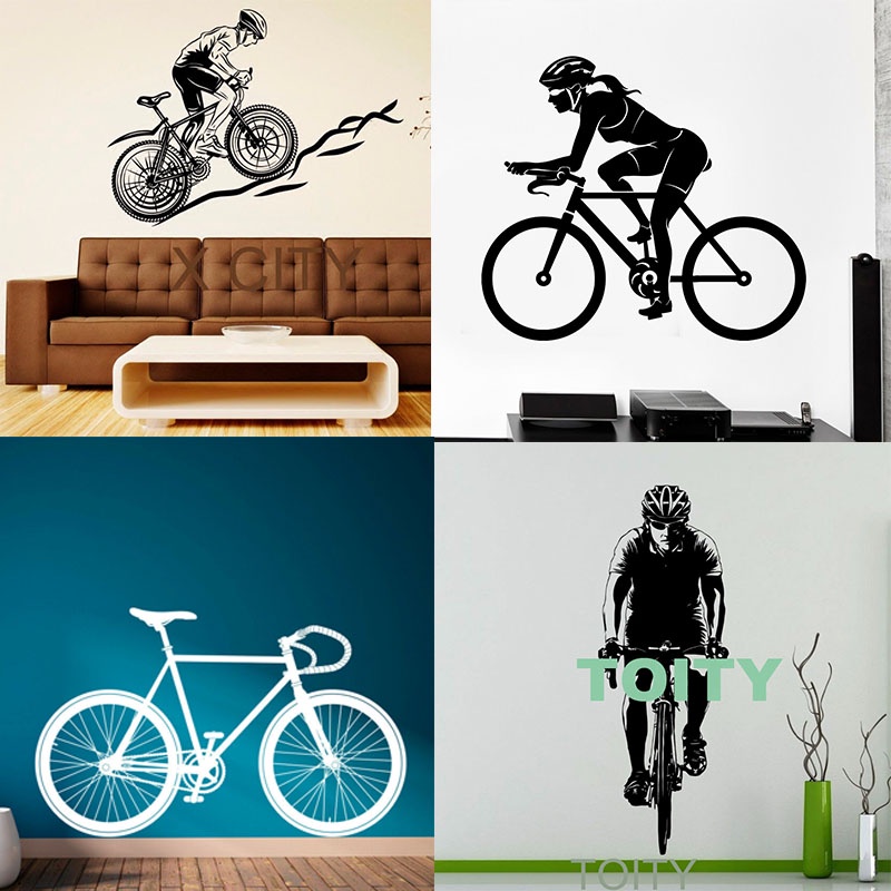 Bike Wall Sticker Cyclist Speed Bicycle Racing Sport Wallpaper Helmet ...