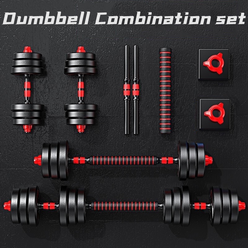 PinoyGym Adjustable Dumbbell Set PVC 10Kg/15kg/20Kg/30kg/40kg Barbell Set Fitness Equipment ...