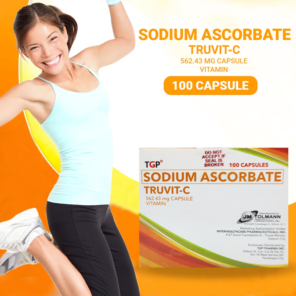 HHNPH TRUVIT-C Sodium Ascorbate 562.43mg Non-Acidic Vitamin C 1 box=100 ...