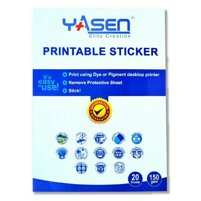 YASEN Glossy Printable Vinyl Sticker A4 20Sheets/Pack 150Gsm High ...