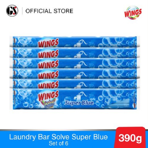 Wings Solve Super Blue Laundry Bar Detergent 370g Set of 6 | Shopee ...