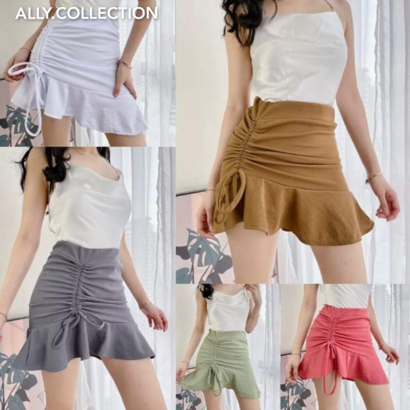 RUFFLE Side String Ruched Trendy Mini Skirt Ally.Collection | Shopee ...