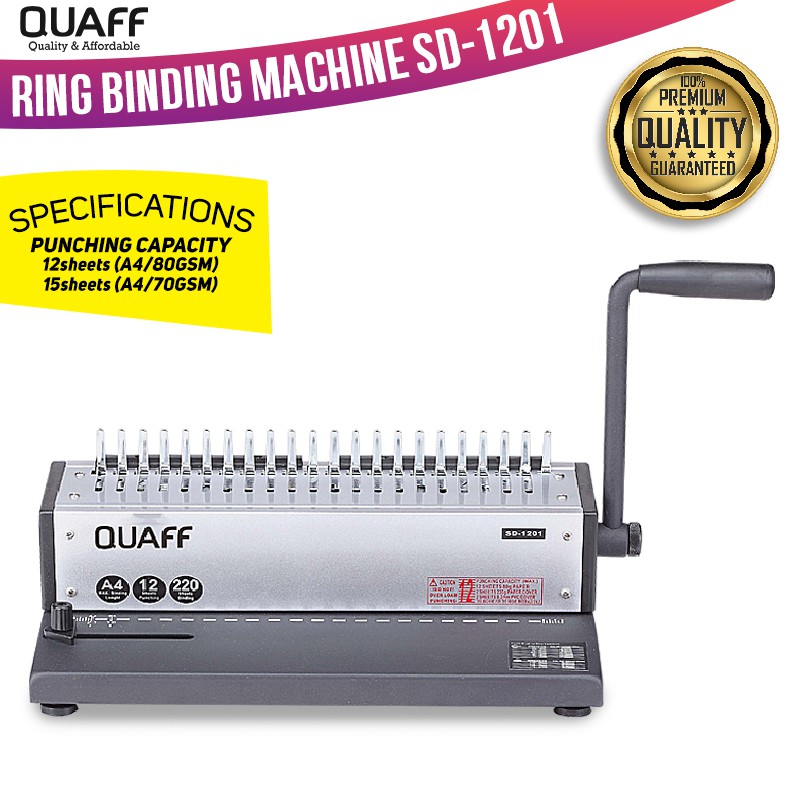 QUAFF WIRE TD-1501 / RING SD-1201 / RING SD-1501 / SPIRAL PD-1501 Binding Machine Heavy Duty A4 ...