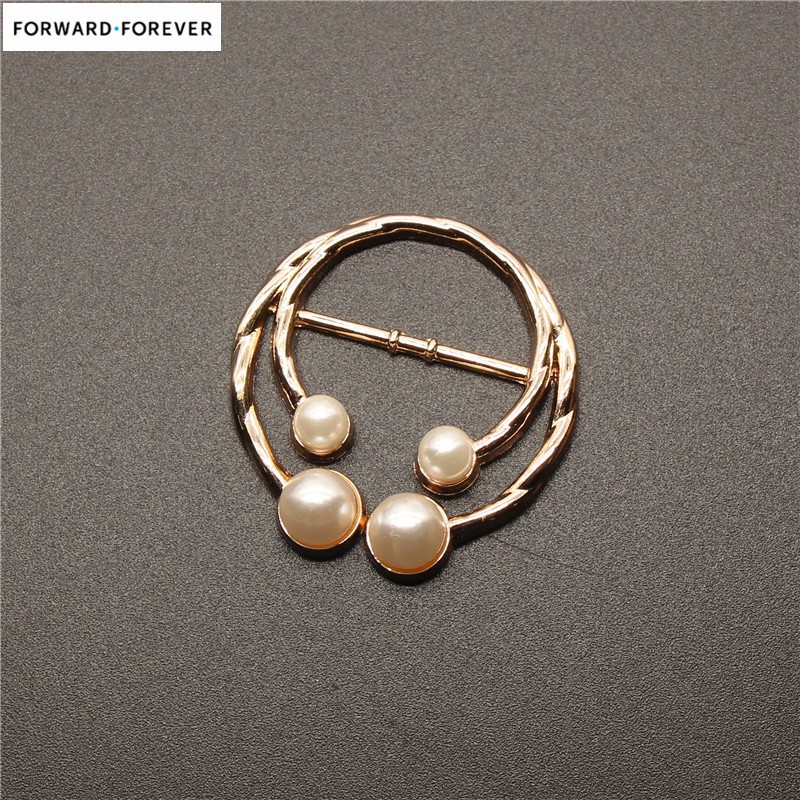 Fashionable pearl ladies scarf ring clip shoulder clip dress buckle ...