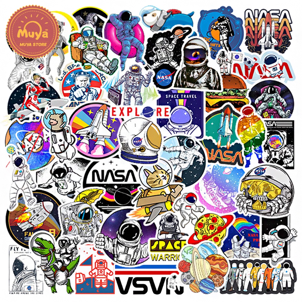 MUYA 50pcs Outer Space Astronaut Stickers Waterproof Spaceman Graffiti ...