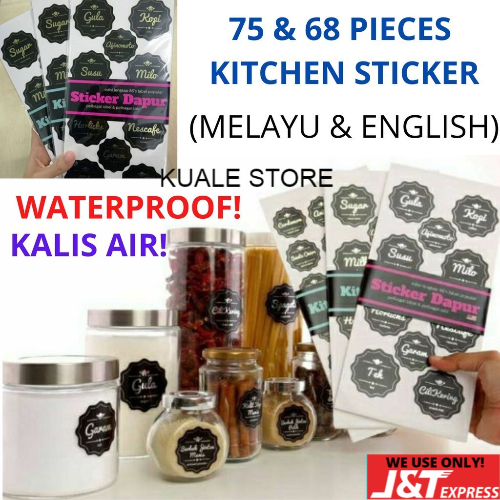 Spices Adhesive-75 Pieces Kitchen Stickers Adhesive Material Kitchen ...