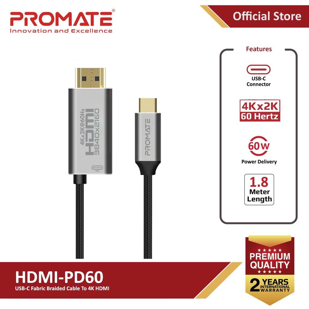 Promate HDMI-PD60 4K USB-C to HDMI Cable | Shopee Philippines