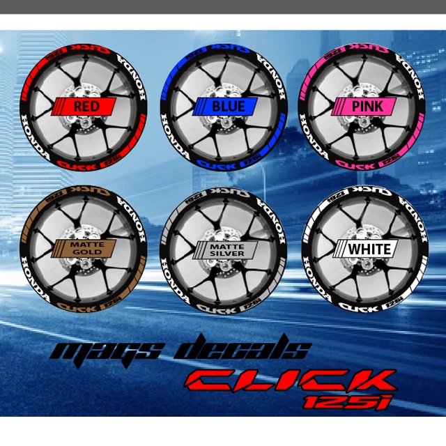HONDA CLICK 125i Mags Sticker Pair| Front and Rear Wheel Set Cut Out ...