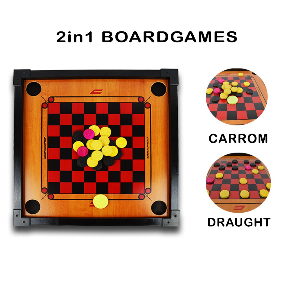2 in 1 Mini Draught & Carrom Board Set/Dam (48cm x 48cm) | Shopee ...