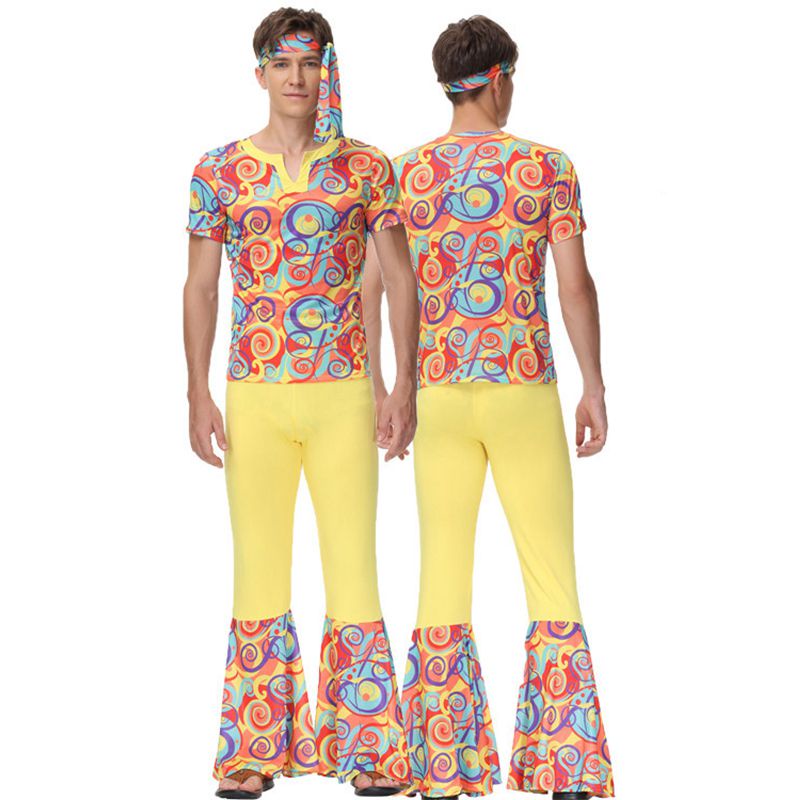Retro 60s 70s Hippy Hippie Disco Costume Cosplay for Men Women Couples Halloween Party ...