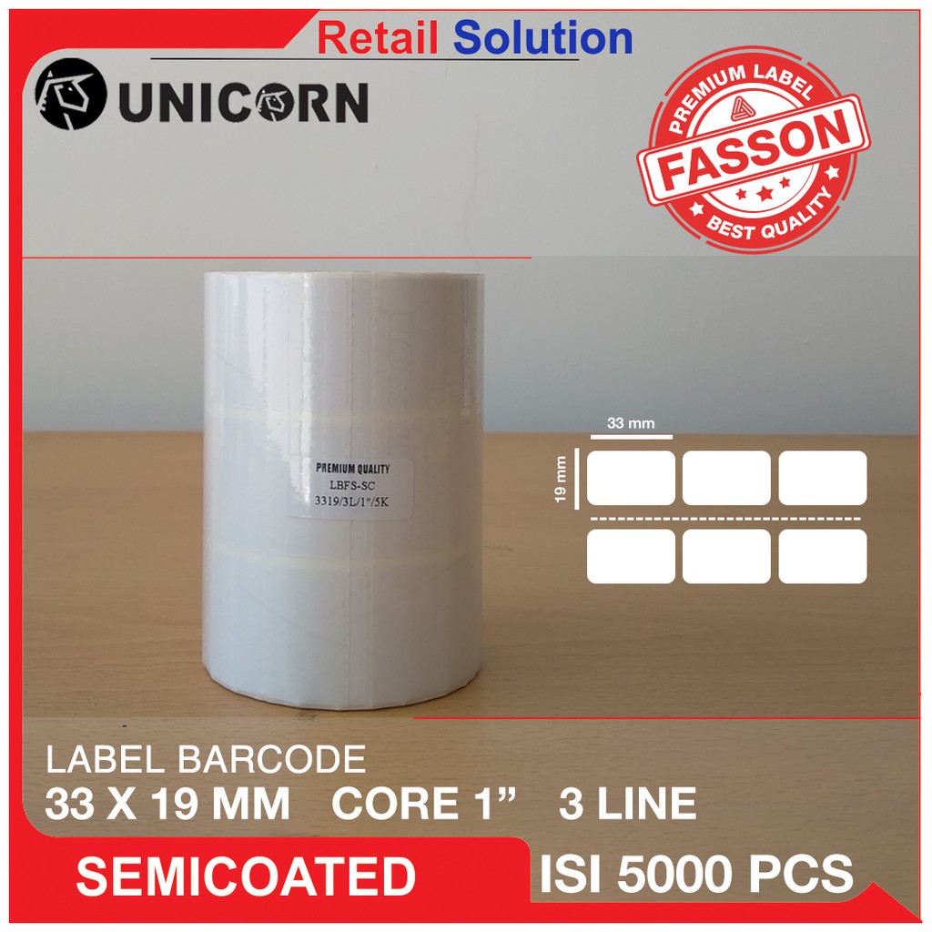 Semicoat Barcode Label Sticker 33x19mm / 33x19 mm / 33 x 19 mm 3 ...