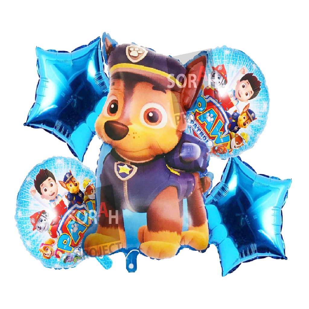 5 in 1 Paw Patrol Foil Balloon Set for Paw Patrol Theme Party Decoration Chase - Ivypartyneeds ...