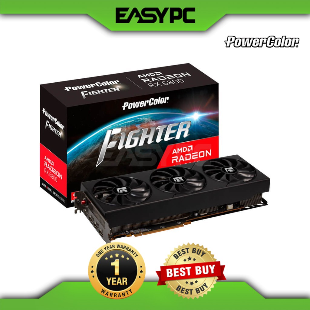 Powercolor Fighter Rx 6800 16GBD6-3DH/OC 16gb 256bit GDdr6 Gaming ...
