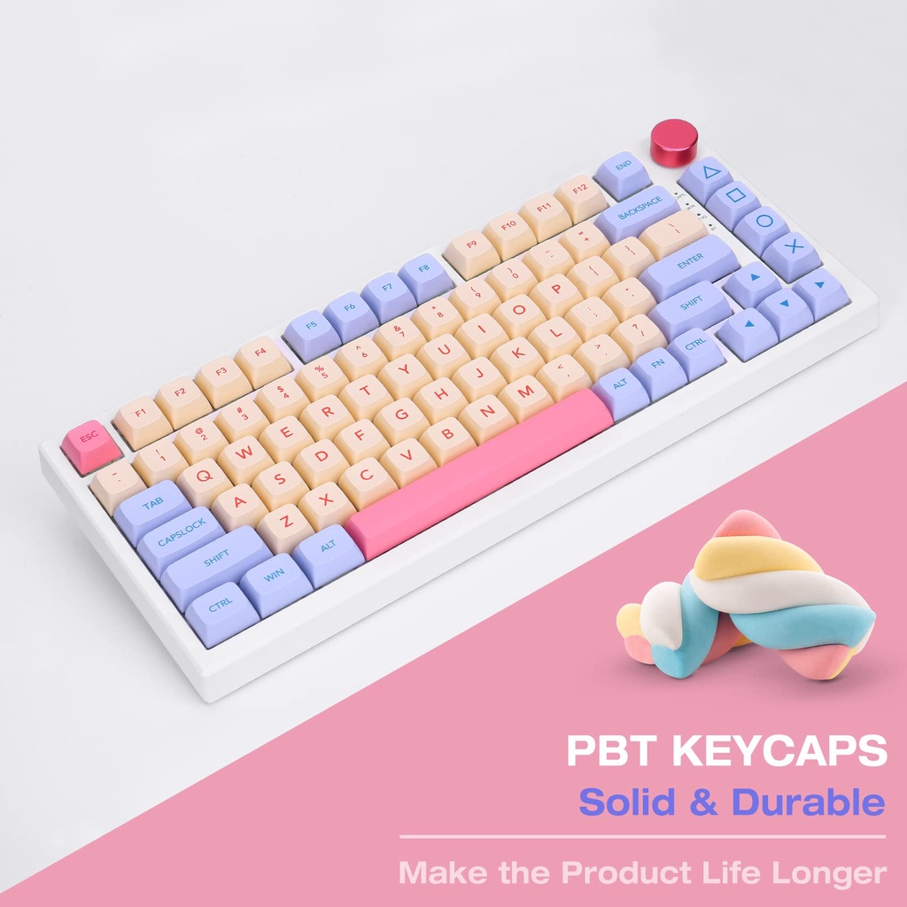 Marshmallow Keycaps 132 Keys XDA Profile PBT for 61/64/68/84/75/87/96 ...