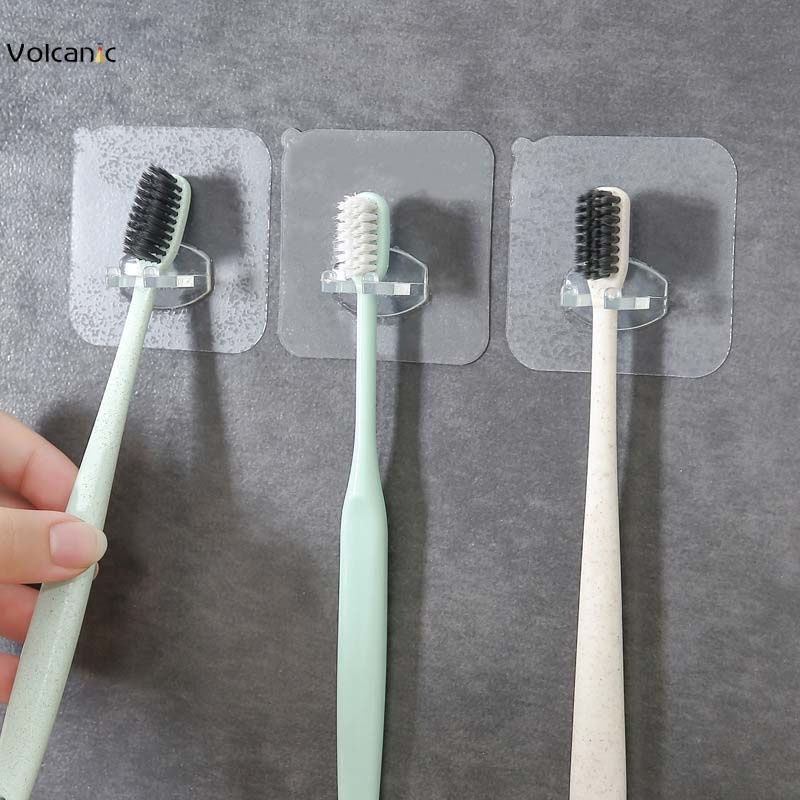 Wall Self-Adhesive Toothbrush Hanger Waterproof Transparent ...