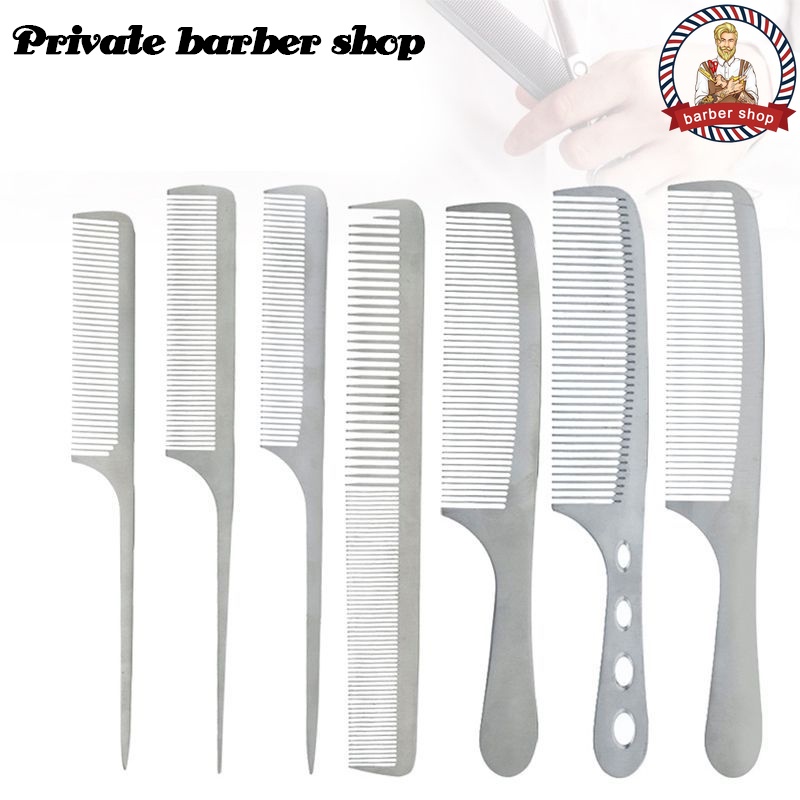 Salon Shop Barber Comb Stainless Steel Hair Cutting Combs Haircut Flat ...