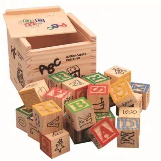 BABA ABC Wooden Block Alphabet Stacking Blocks Building Educational ...