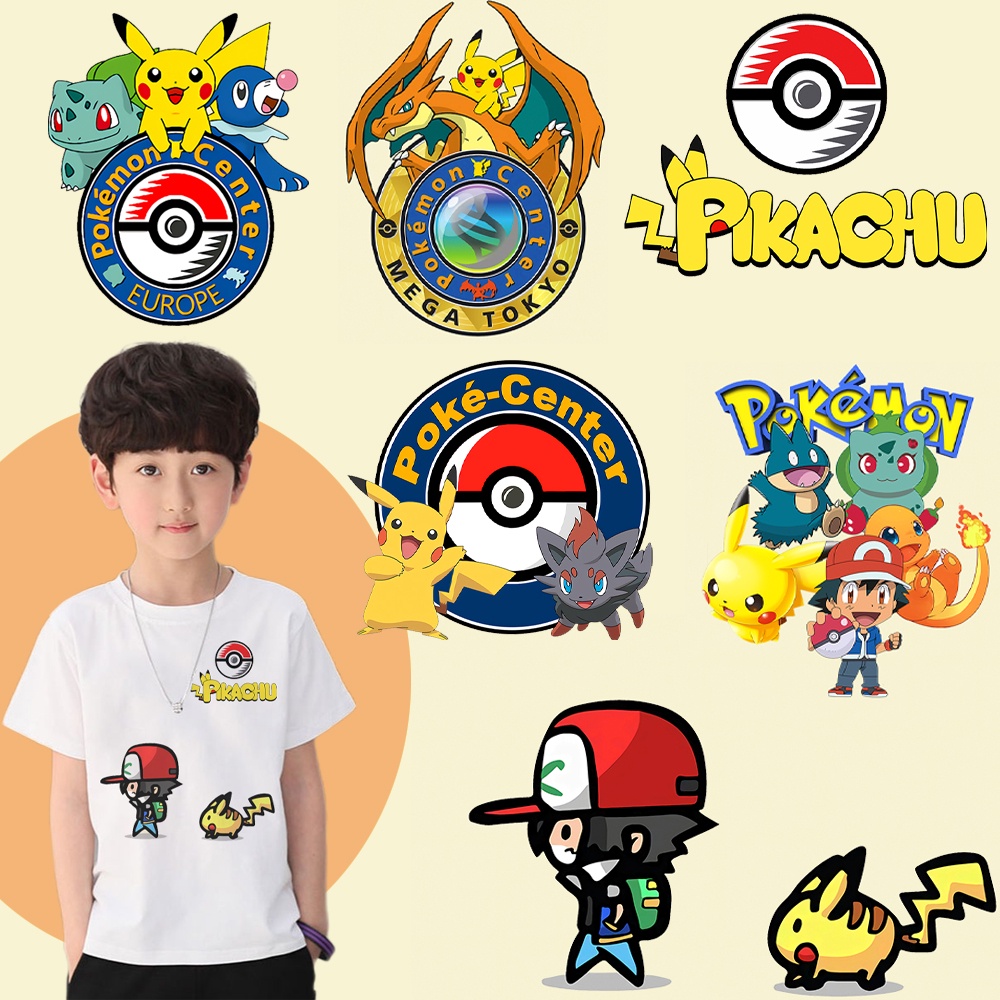 pokemon pikachu Patches Iron on for T-shirt Kids Clothing Hot Transfers ...