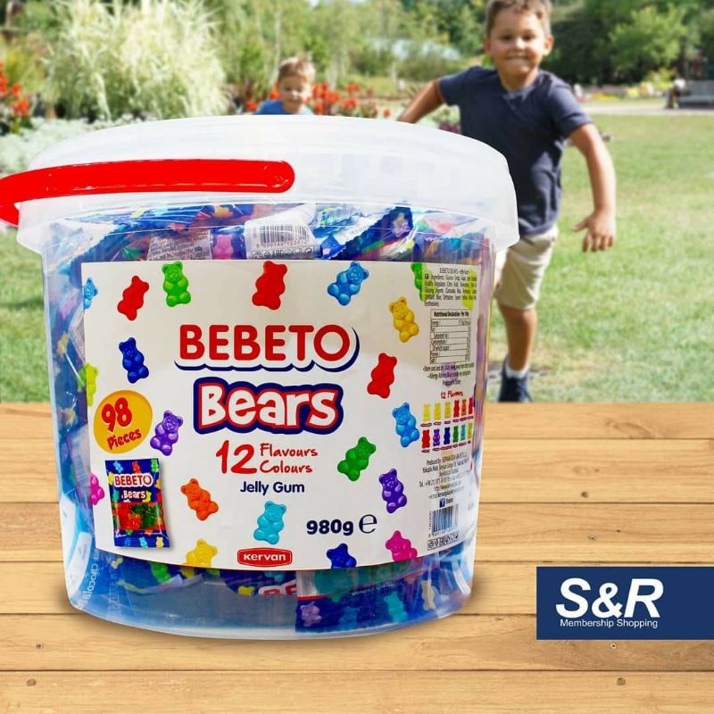 Bebeto Mini Bears Bucket 98 pouches 12 colours 980g | Shopee Philippines