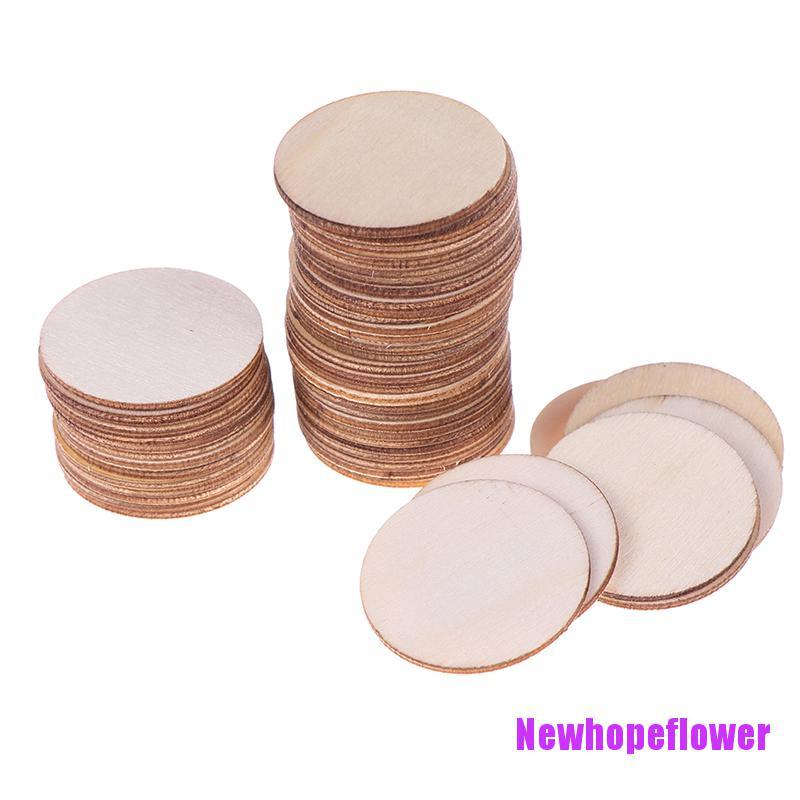CKFR 50Pcs Diy Blank Wood Pieces Slice Round Unfinished Crafts Wooden ...