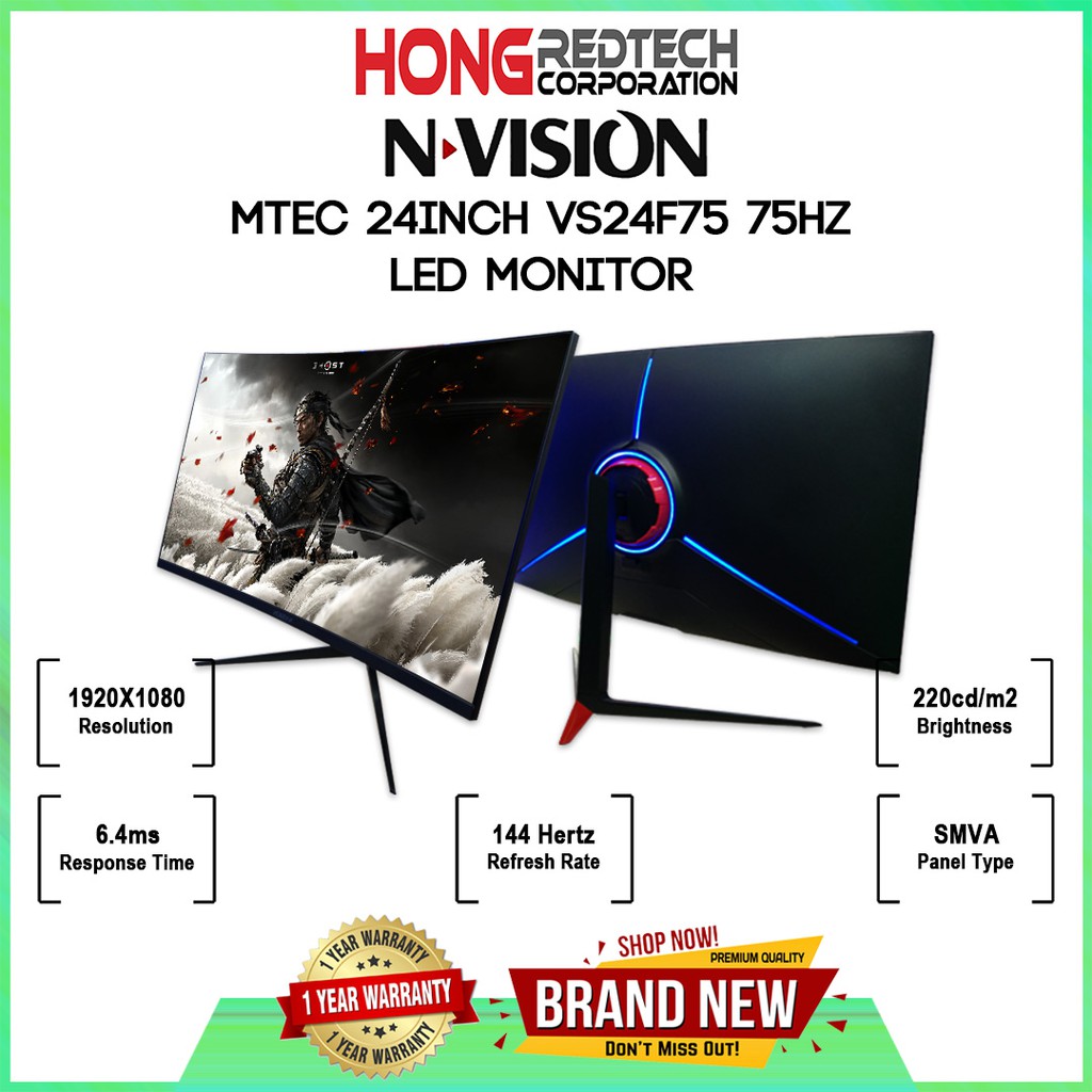 NVISION 24INCH GT24R18 V3 144HZ CURVED GAMING MONITOR BLACK | Shopee ...