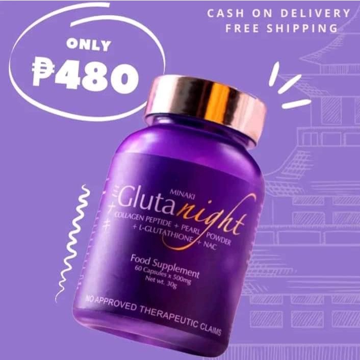 Minaki Glutanight Glutathione with Collagen NAC Gluta Capsule Authentic ...