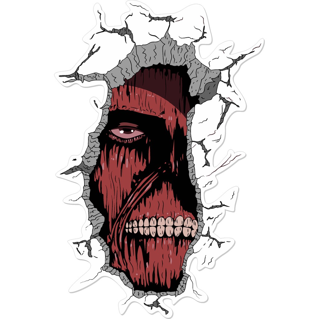 Sticker Deco AOT Attack On Titan Colossal Peeking Wall Anime Shingeki ...