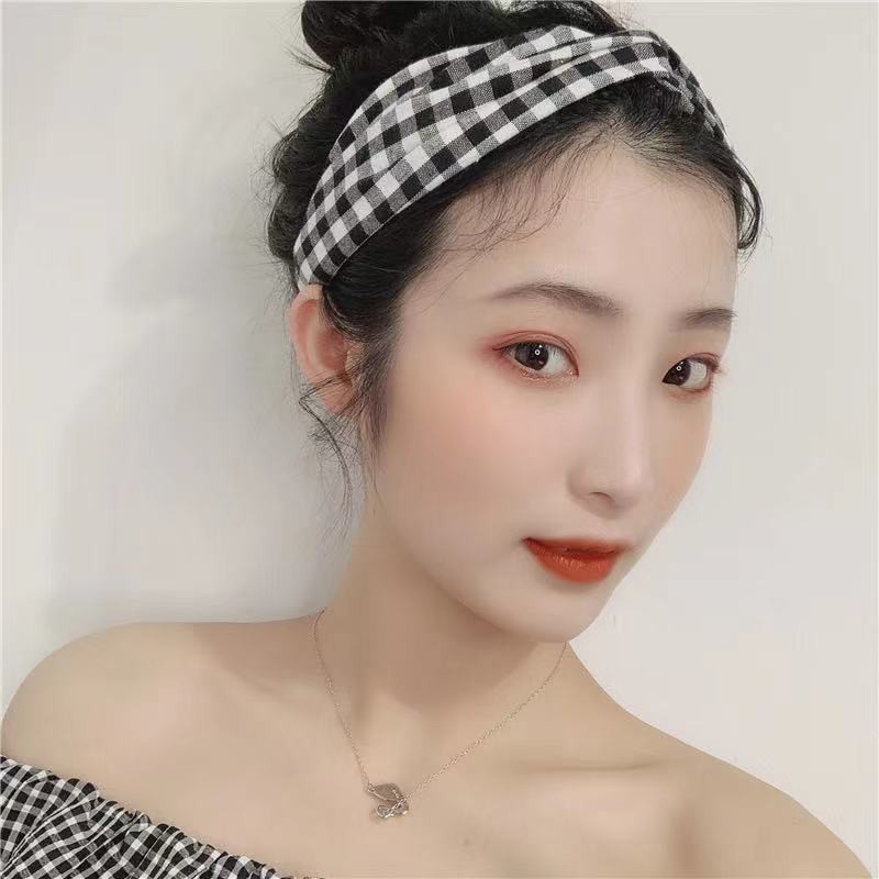 (BE) Checkered colored Turban Knot Headwrap Twisted Knotted Elastic ...