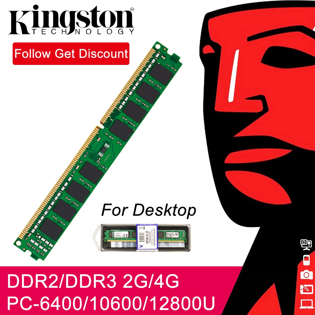 Kingston 4GB 2GB Value RAM DDR3 DDR2 800MHz 1333MHz 1600 MHz PC3-10600 ...