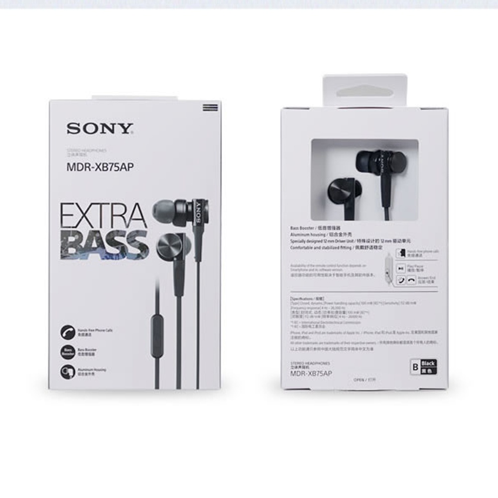 SONY MDR-XB75AP In-Ear Extra Deep Bass Headphones 3.5mm Wired Stereo ...