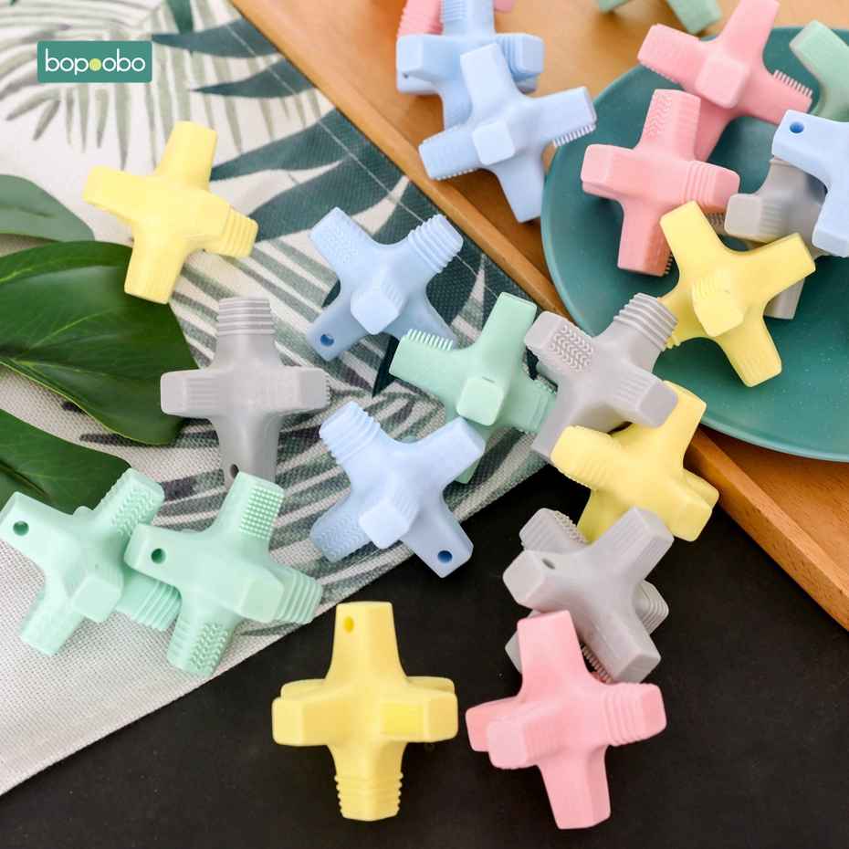 1PC Silicone Teether Non-toxic Jagged Cross Newborn Teething Sensory ...