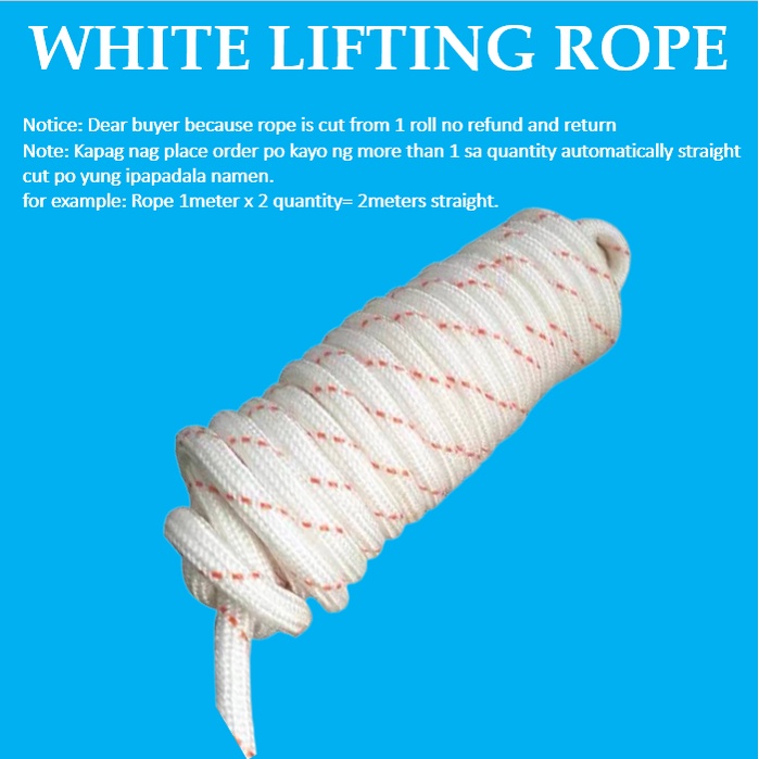 1 Roll 100 Meters 4-14mm White Lifting Rope Braided, Polypropylene Soft ...
