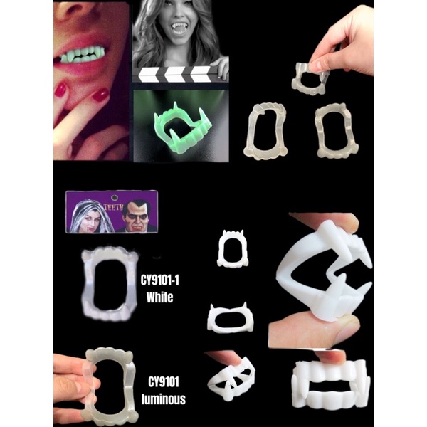 Vampire Fake Teeth For Halloween Party Luminous Dentures Masquerade ...