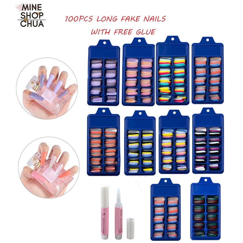 100Pcs set Acrylic Candy Color Full Cover Ballerina Matte False Nail ...