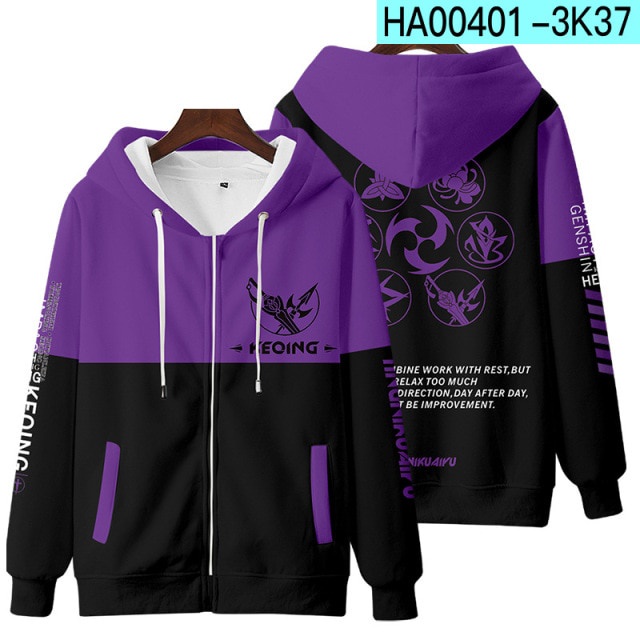 【customfashion】genshin Impact Zipper Hoodie Klee Diluc Paimon Keqing