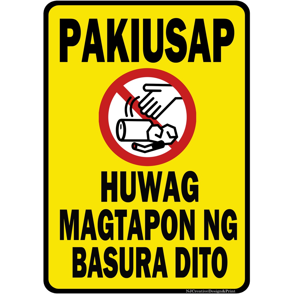 Bawal Magtapon Ng Basura Dito-A4 Laminated Signage | Shopee Philippines