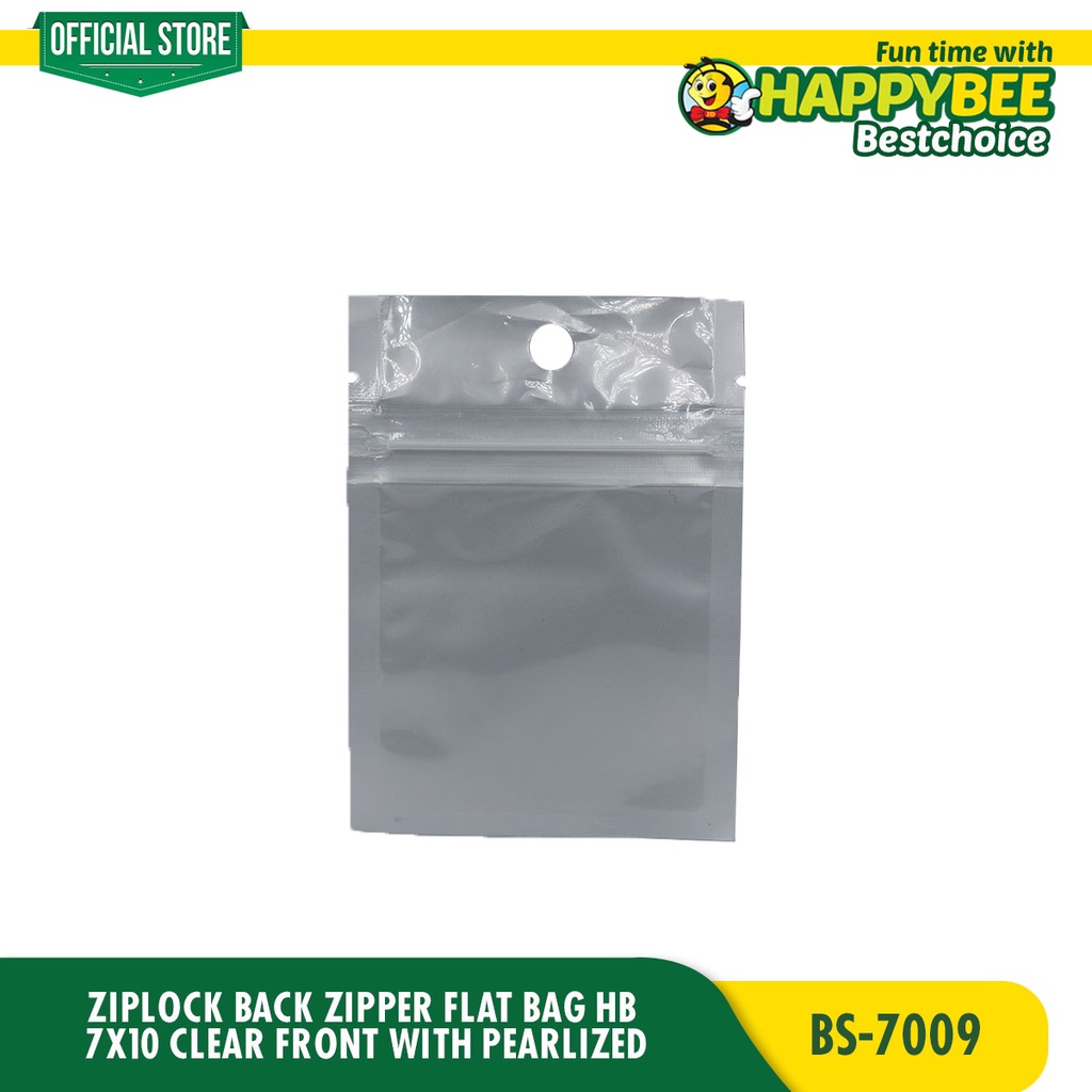 ZIPLOCK BACK ZIPPER FLAT BAG HB CLEAR FRONT WITH PEARLIZED 50's/PACK ...