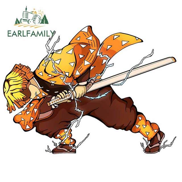 EARLFAMILY 13cm For Demon Slayer Zenitsu Creative Car Sticker Aquaflask ...