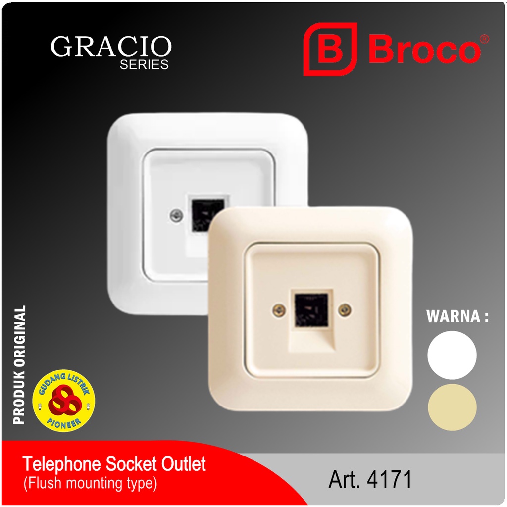Broco Telephone Socket Gracio 4171 1 Gang Telephone Outlet | Shopee ...