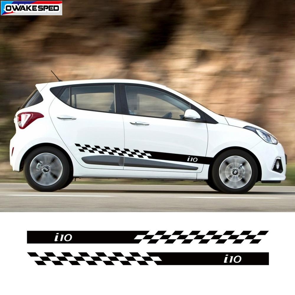 2pcs/lot 1 set Sport Stripes Car Door Side Skirt Stickers For Hyundai ...