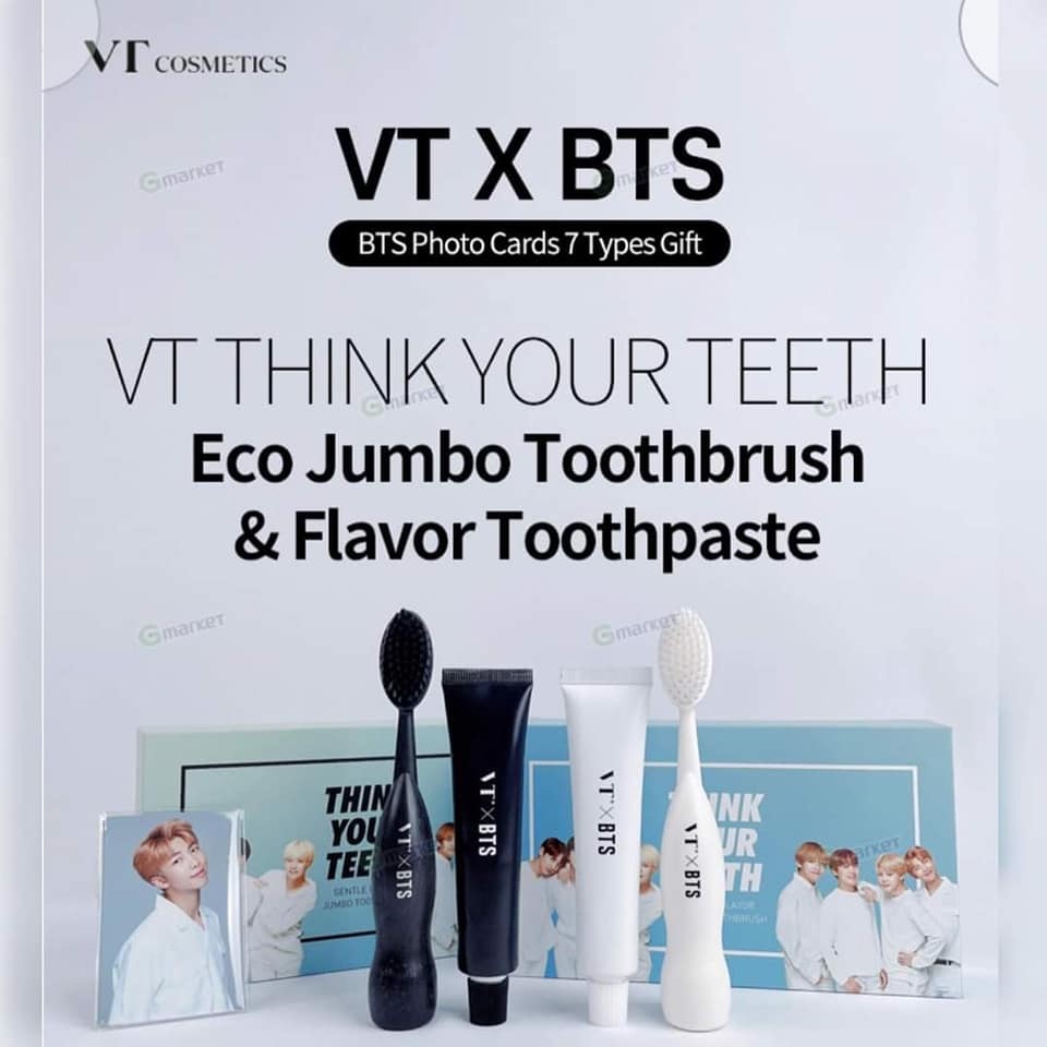 VT x BTS Think your teeth Jumbo Toothbrush with freebies (Photocards ...