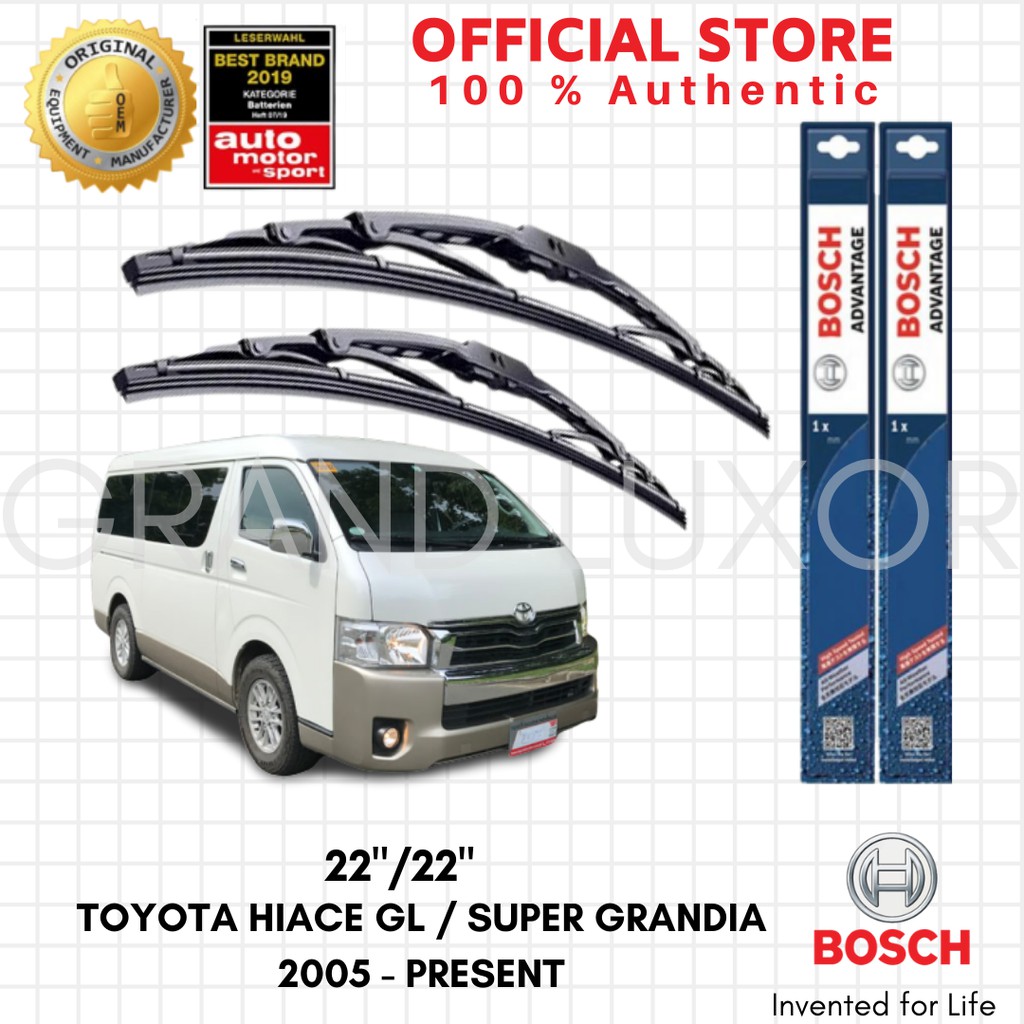 Bosch Advantage Wiper Blade Set For Toyota Hiace Gl / Super Grandia 2005-Present (22"/22 ...