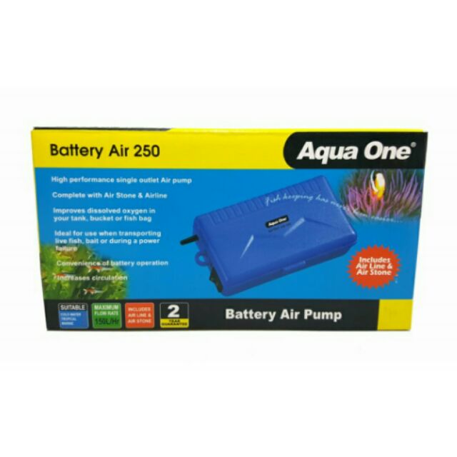Aqua One Air-250 Air Pump Battery Operated Aquarium for Planted Tank ...