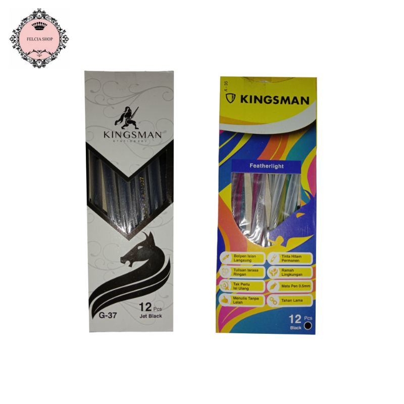 HITAM 12-pack Black Kingsman Ballpoint Pen/Ballpoint Pen | Shopee ...